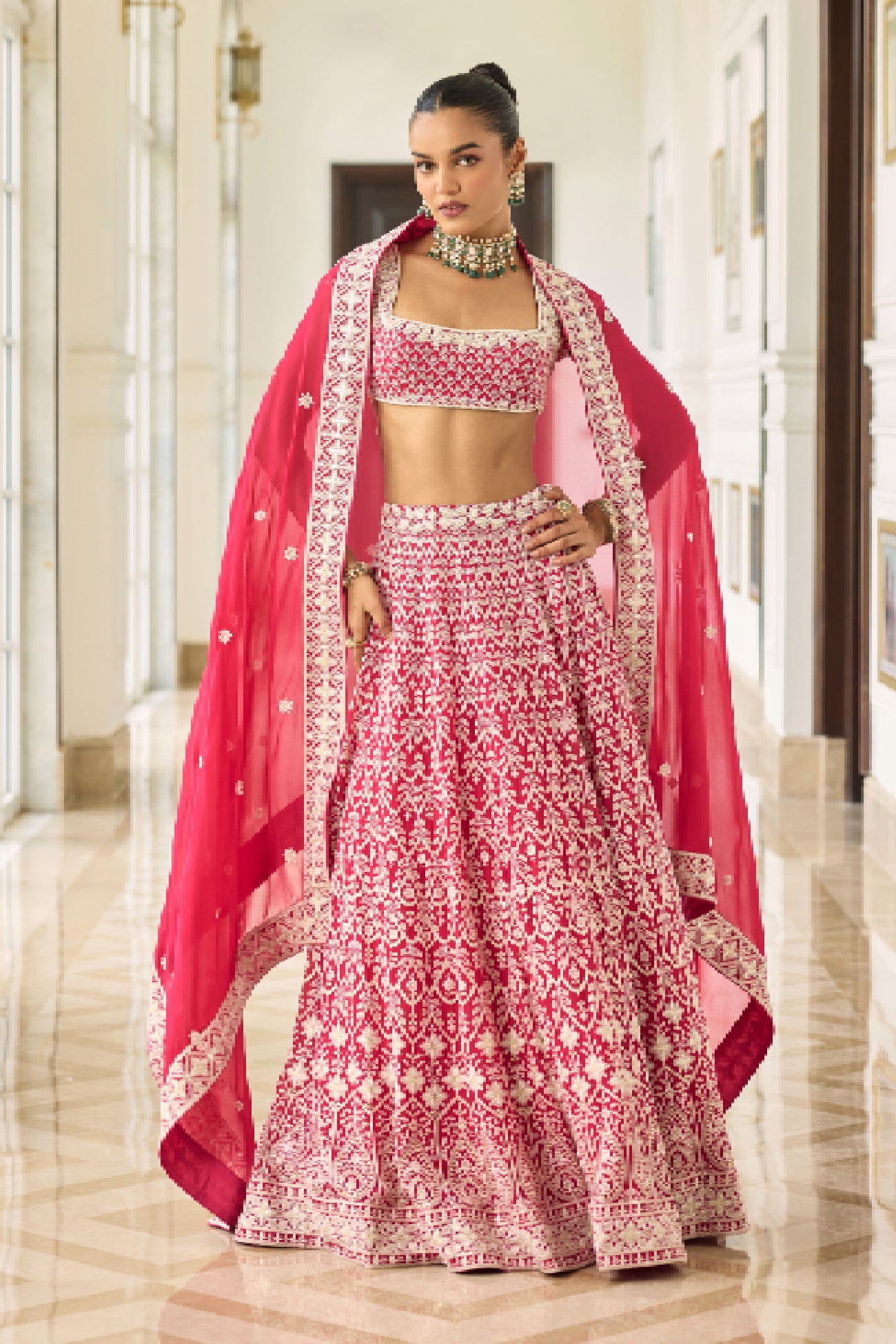 Ira Lehenga set in Rani Pink